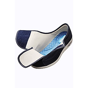 ZUMEIJIA Women's Diabetic Shoes Add Fertilizer to Widen Swollen Feet, Easy to Put On and Take Off, Adjustable Indoor and Outdoor Non-Slip Walking Sneakers Blue 6