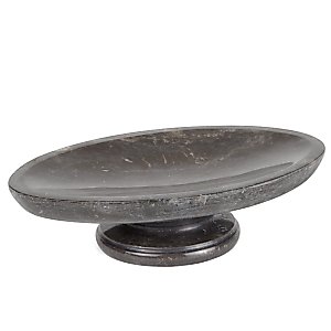 Creative Home Natural Charcoal Marble Bar Tray on Pedestal Soap Dish Holder for Bathroom Countertop Organize, 4" x 6.3" x 1.5" H, Dark Grey