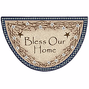 Brumlow MILLS Bless Our Home Berry Blossoms Floral Welcome Door Mat for Entryway, Kitchen, or Home Décor Area Rug, 19" x 31", Blue
