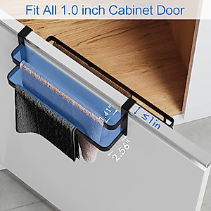 LIVOD Cabinet Door Organizer, Over The Cabinet Door Organizer with Double Towel Bars, Cutting Board Organizer with Towel Holder, Kitchen Cabinet Organier for Pantry, Baking Sheet, Plastic Wrap, Black