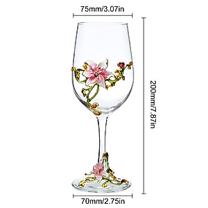 jessie Enamel Flower Gin Balloon Glass Wine Glass Birthday Mothers Day Gifts (Pink lily)