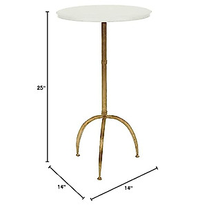 Safavieh Home Collection Mikhail and Iron End Table, White/Gold Granite