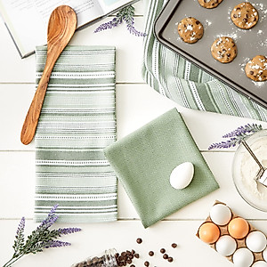 DII Everyday Dishtowel Collection Urban Stripe, 20x30, Artichoke Green, 3 Piece