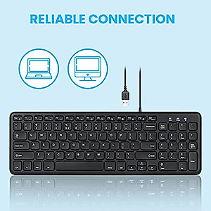Perixx PERIBOARD-213U Wired Silent USB Scissor Keyboard - 14.45x4.76x0.70 Inches Compact Design with Number Pad - Black - US English (PB-213BUS-11738)