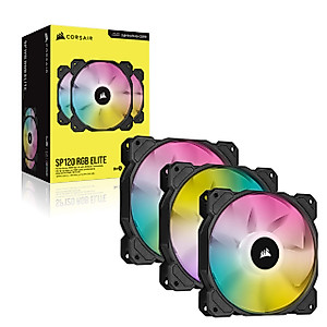 CORSAIR iCUE SP120 RGB ELITE Performance 120mm PWM Triple Fan Kit with iCUE Lighting Node CORE - Black