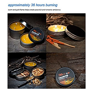 3 Wick 36 Hour Emergency Candle, Long Lasting Survival Candle with Natural Aroma Slow Burn Beeswax Wax Camping Candle Scented Candle for Emergency, Camping, Hiking, Essential Supplies