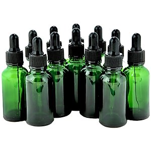 Vivaplex, 12, Green, 1 oz Glass Bottles, With Glass Eye Droppers