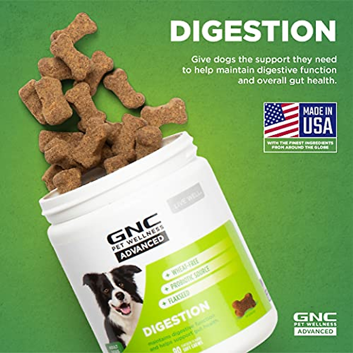 GNC for Pets Advanced Bundle of Nerves Dog Supplements - Dog Chew, Dog Calming Supplements, Digestion Supplements for Dogs - 90 Count Soft Chew Dog Supplements for Calming and Digestive Support