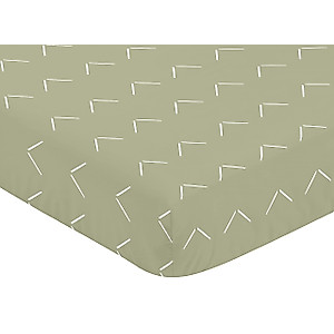 Sweet Jojo Designs Sage Green Boho Arrow Boy or Girl Fitted Crib Sheet Baby or Toddler Bed Nursery - White Bohemian Tribal Southwest Chevron Geometric Herringbone Woodland Gender Neutral