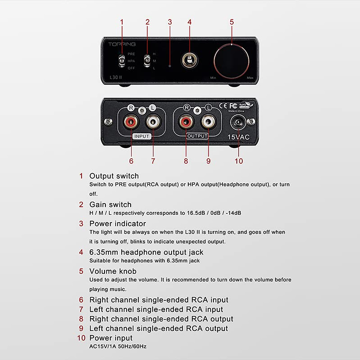 Topping L30 II NFCA Headphone Amplifier Hi-Res Audio 560mW×2 L30II AMP (Silver)