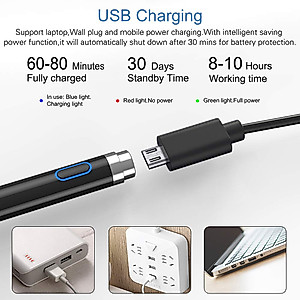 KECOW Active Stylus Compatible with iOS&Android Touch Screen, Digital Pen for iPad, Cellphone&Tablet, Stylus Pen for iPad, iPad Pro/Air/Mini, iPhone, Capacitive Pencil for Handwriting&Drawing, Black