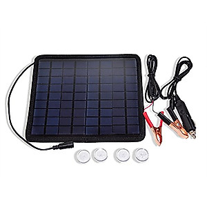 NUZAMAS Poartable 5.5W 18V Solar Panel Charger 2in1 Cigarette Lighter Plug & Alligator Clips for Car Battery Batteries Charging 12V Recharge Outdoor Camping