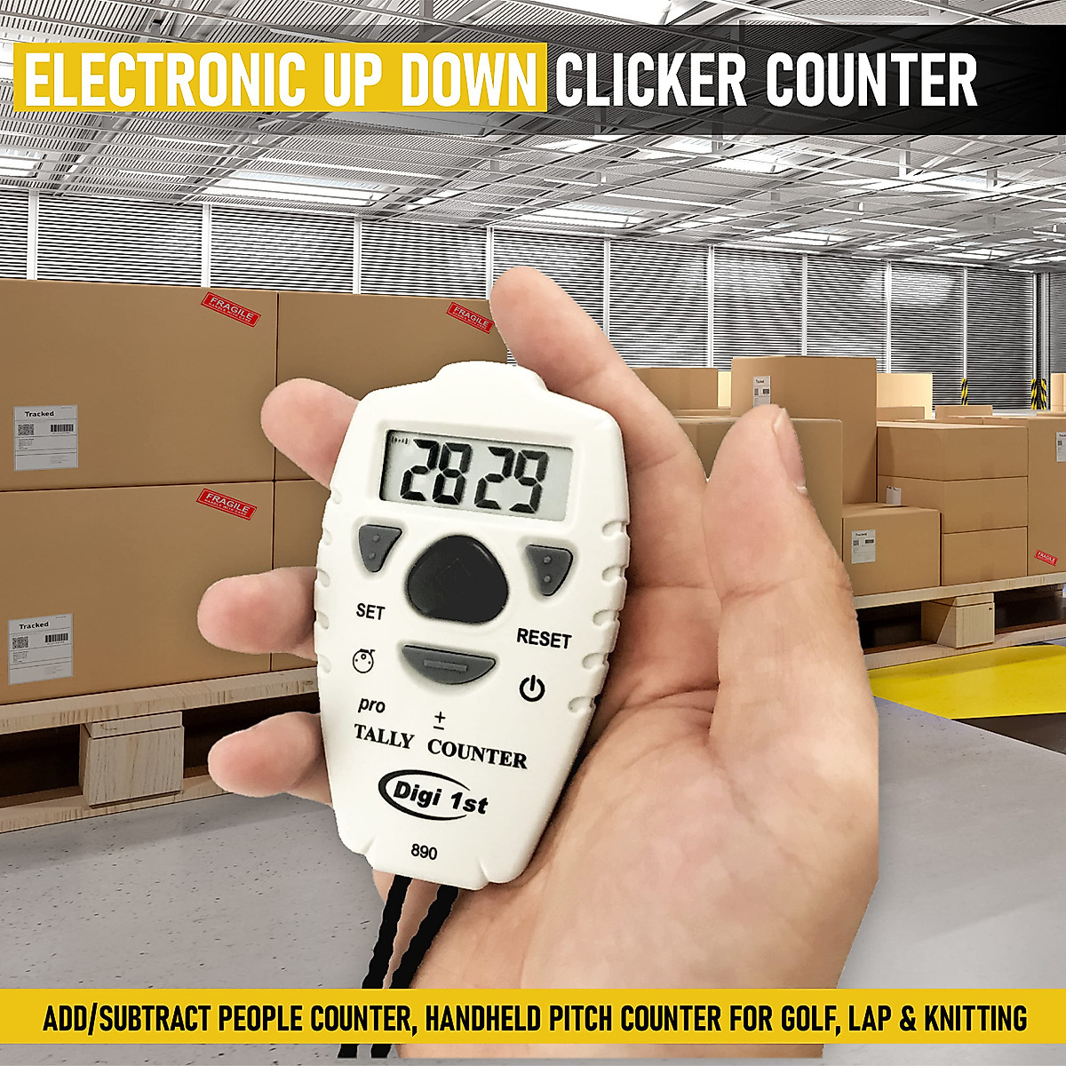 Digi 1st TC-890 Digital Tally Counter, Electronic Up Down Clicker Counter, Add/Subtract People Counter, Handheld Pitch Counter for Golf, Lap & Knitting (1-Pack)