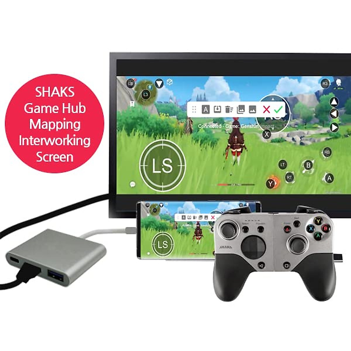 SHAKS S5i Big Handle Wireless Gamepad Controller for Android, Windows, iOS and Supporting X-Cloud, Stadia, Geforce - Portable Mobile Game Controller, Powered by Qualcomm