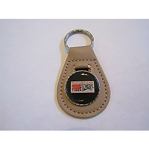 1960's SUNBEAM TIGER VINTAGE LOGO LEATHER KEYCHAIN - BEIGE