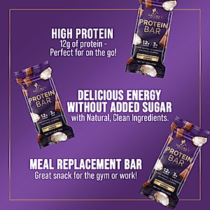 Chocolate Brownie Protein Bars - High Protein Snacks to Support Energy & Replace Meals - Snack Size Chocolate Coconut Bars by Natures Nutrition - 1.83 oz (Pack of 12)