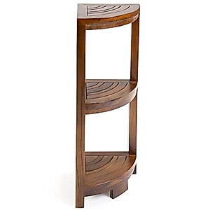 ALATEAK Corner Teak Wood Bath Spa Shower Stool Corner Shelf Storage Fully Assembled