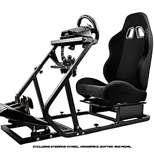 Anman Foldable Simulator Cockpit with Seat fit for Logitech/Thrustmasterg23/Fanatec g25,g923,g920,G PRO,T-GT,T248x,T80,T300RS,V9 V12,Height Classic Square Racing wheel Stand,NOT Include Electronics