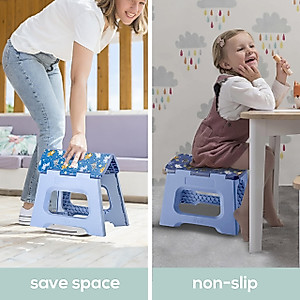 Vigar Compact Kids Step Stool, 9-inch Step Stool for Toddlers and Kids, Folding Stool up to 330 Pound, Lightweight Non-Slip Folding Step Stool, Astrocat