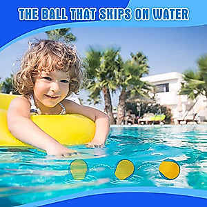 6 Pcs Water Jumping Ball 2 Inch Water Bouncing Ball Water Balls Water Skipping Beach Ball Beach Toys Pool Accessories for Boys Girls Gift Outdoor Games Activities Pool River Lake (Yellow, Sky Blue)