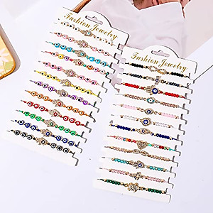 24/12 Pcs Evil Eye Bracelets Mexican Hamsa Bracelet Set Protection Mal De Ojo Gold Anklets Jewelry Gift for Women Girls Boys
