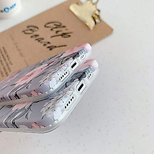 YeLoveHaw Designed for iPhone 14 Pro Case for Women Girls, Soft Slim Full-Around Protective Cute Case, Floral & Purple Gray Leaves Pattern, Compatible with iPhone 14Pro 2022 6.1'' (Pink Flowers)