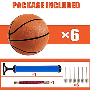 Sawowkuya 6 Pack Basketballs Official Size 7, Outdoor Basketball 29.5" for Men and Women, Indoor Basket Ball with Pump, Rubber Basketball Ball for Adult, Teen and Youth