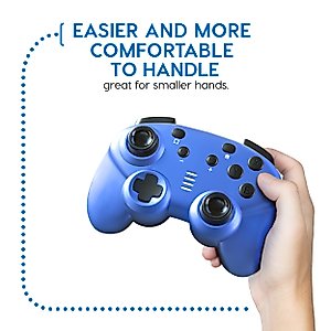 TalkWorks Mini Wireless Controller for Nintendo Switch And Switch OLED - Rechargeable Battery, 6-Axis Motion Control and Vibration - Ergonomic Design, Lightweight and Compact for All Ages - Blue