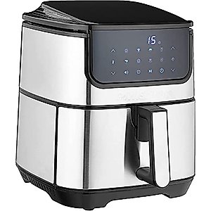 GoWISE USA 7-Quart Air Fryer & Dehydrator Max Steel XL- with Touchscreen Display with Stackable Dehydrating Racks with Preheat & Mute Functions + 100 Recipes (Stainless Steel)
