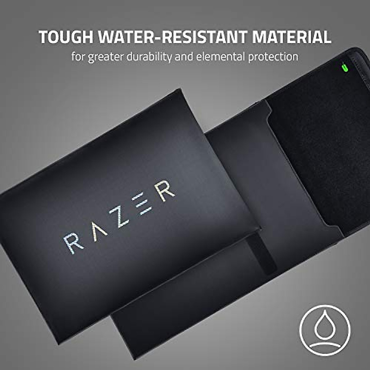 Razer 15" Protective Laptop Sleeve: Scratch & Water-Resistant - Padded Interior Lining - Snag-Free Velcro - Flip-Out Mouse Mat - Classic Black, RC21-01580100-R3M1