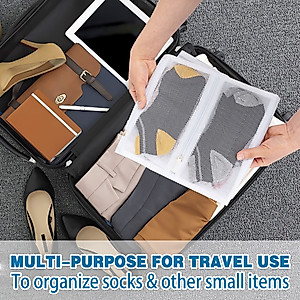 GOCOHHI 4 Pcs Sock Laundry Bag, Socks Organizer Mesh Bags for Washing Machine, Large Wash Bag Hanging for Stocking Underwear Bra Lingerie, Travel Organizer for Adults & Children, 28 Pockets