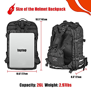 Goldfire Large Capacity Motorcycle Cycling Riding Helmet Backpack Military Helmet Molle Storage Bag ,Waterproof Tactical Backpack for Men