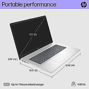 HP 17 inch Laptop, HD+ Display, 12th Generation Intel Core i5-1235U, 8 GB RAM, 512 GB SSD, Intel Iris Xe Graphics, Windows 11 Home, 17-cn2099nr (2023)