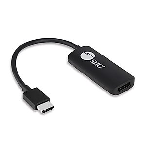 SIIG HDMI 2.0 to DisplayPort 1.2 4K@60Hz Converter Adapter, HDCP 2.2, Stereo Audio, USB-Powered, Not Compatible with Apple Studio Display (CB-H21811-S1)