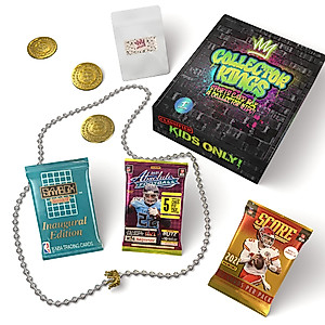 Collector Kings Sports Cards Kids Mystery Box - Includes 3 Sealed Sports Trading Cards Packs, 1 King Mystery Pack, and Exclusive King Bling - Basketball, Football Trading Cards for Boys & Girls