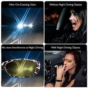 Berwke Night Driving Glasses for Women Anti Glare Polarized-Photochromic Night Vision Glasses Leopard