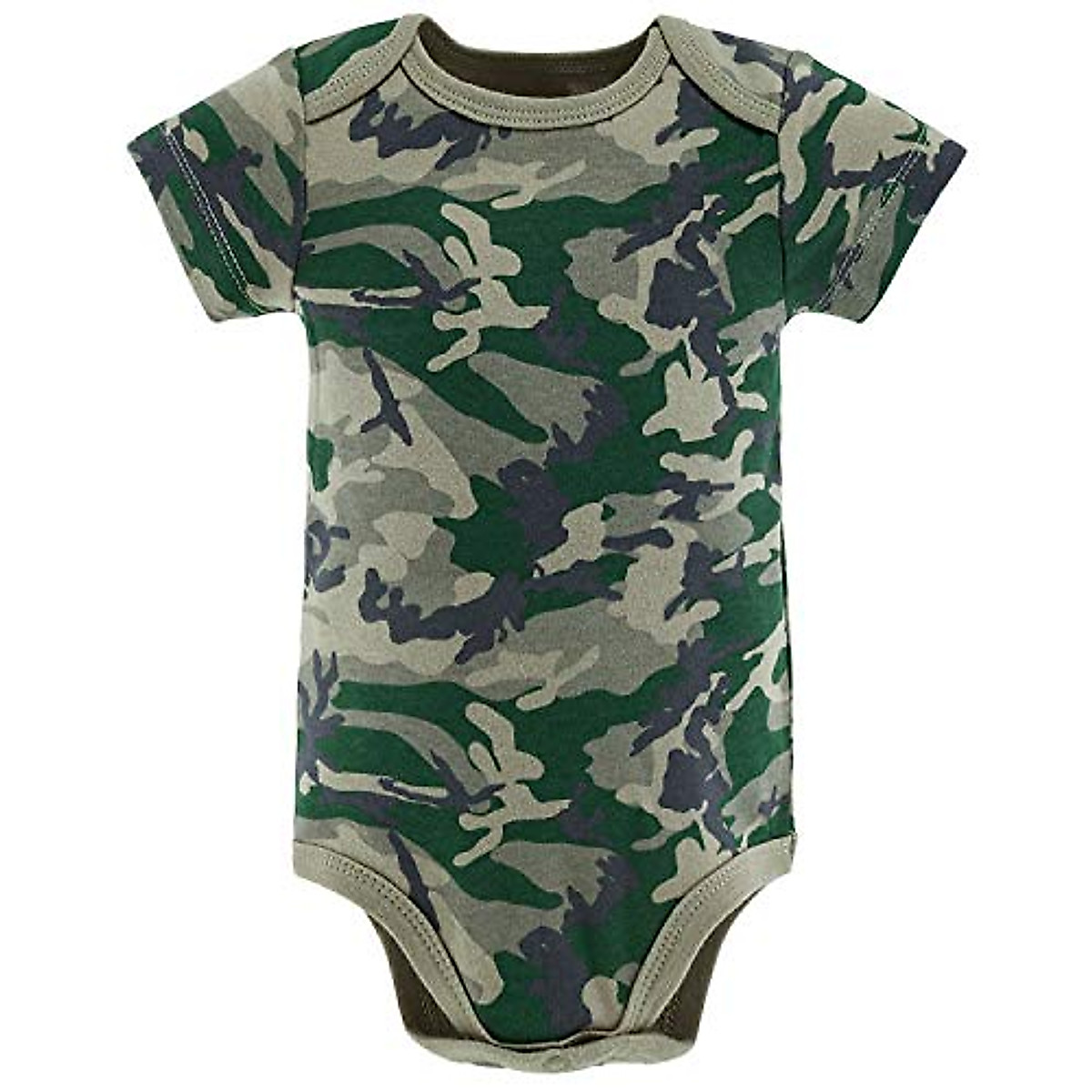 The Peanutshell Short Sleeve Baby Bodysuits Set for Boys - Camo & Dinosaur - 5 Pack Set (3M)