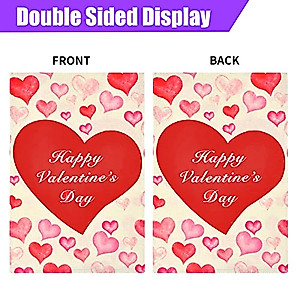 Valentines Day Garden Flag Vertical 12 x 18 Inch Double Sided Love Heart Valentine’s Day Garden Flag for Yard Outdoor Decoration