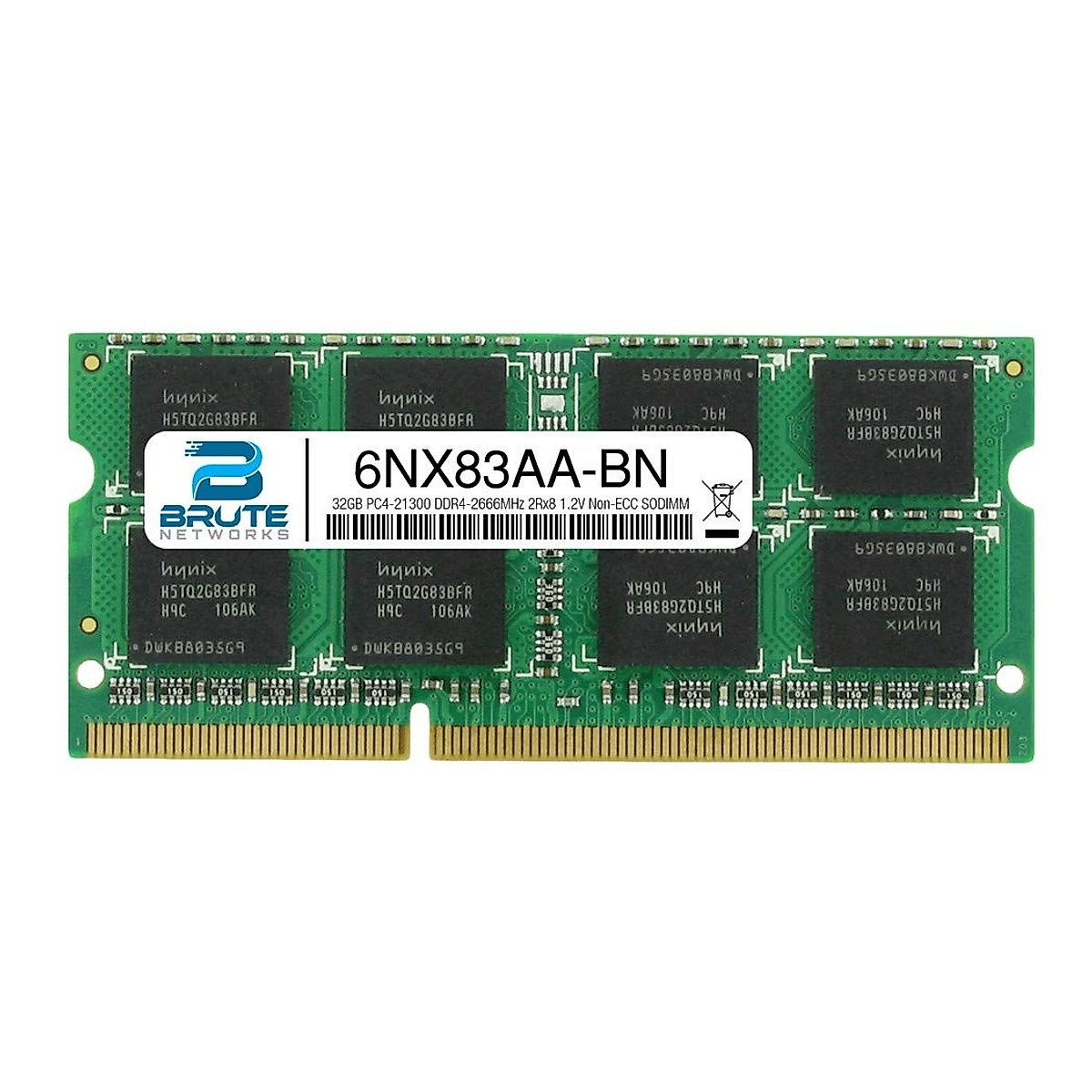 Brute Networks 6NX83AA-BN - 32GB DDR4-2666MHz 2Rx8 Non-ECC SODIMM (Compatible with OEM PN# 6NX83AA)