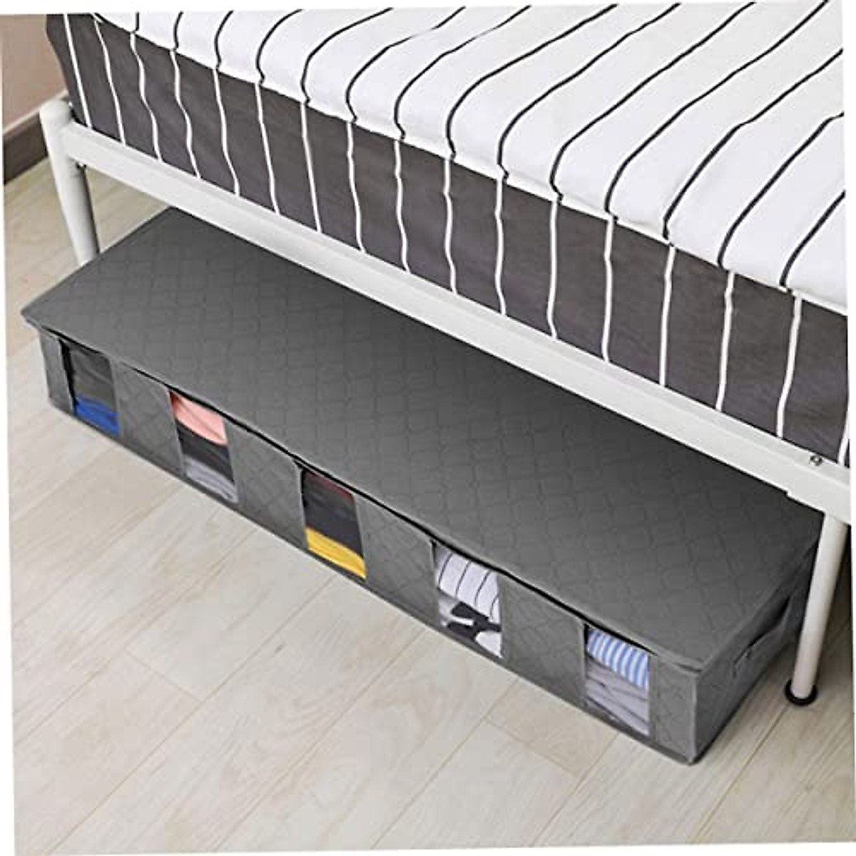 STOBAZA 1pc box Container Bed Bins Storage Quilt Dividers Capacity Clothes Gray Under Bags Non-woven Zipper and Shoe Divider Cloth for with Toys Clothing Practical Case