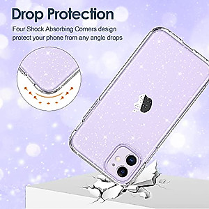 Hython Case for iPhone 11 Case Glitter, Cute Sparkly Clear Glitter Shiny Bling Sparkle Cover, Anti-Scratch Soft TPU Thin Slim Fit Shockproof Protective Phone Cases for Women Girls Girly, Clear Glitter