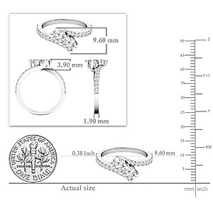 Dazzlingrock Collection 1.00 Carat (ctw) 14K Round Diamond Ladies Two Stone Bridal Engagement Ring 1 CT, White Gold, Size 4.5