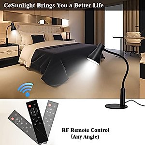 CeSunlight LED Desk Lamp, 3 Lighting Modes and 6 Brightness Levels, 10W Flexible Gooseneck Table Lamp for Living Room and Study, Remote Control with Timing Function, AC Adapter Included (Black)
