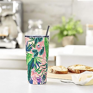 IYERSKD Palm Tree Leaf Pattern 20 oz Stainless Steel Tumbler Vacuum Insulated Leakproof Travel Mug for Car Office Gym