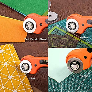 Swiftrans 90 PCS Rotary Cutter Kit, 45mm Rotary Cutter Tool Kit with 5 Extra Blades, A4 Cutting Mat, Patchwork Ruler, Carving Knife, Storage Bag Ideal Craft Supplies Set for Fabric Sewing and Quilting