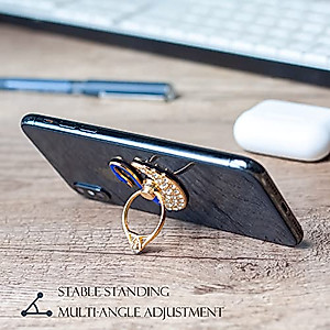 [2 Packs] Swan Glitter Bling Bling Phone Ring Holder, Sparkle Phone Ring Grip Artificial Diamond Stand,Rhinestone Cell Finger Ring for Phones,Pad