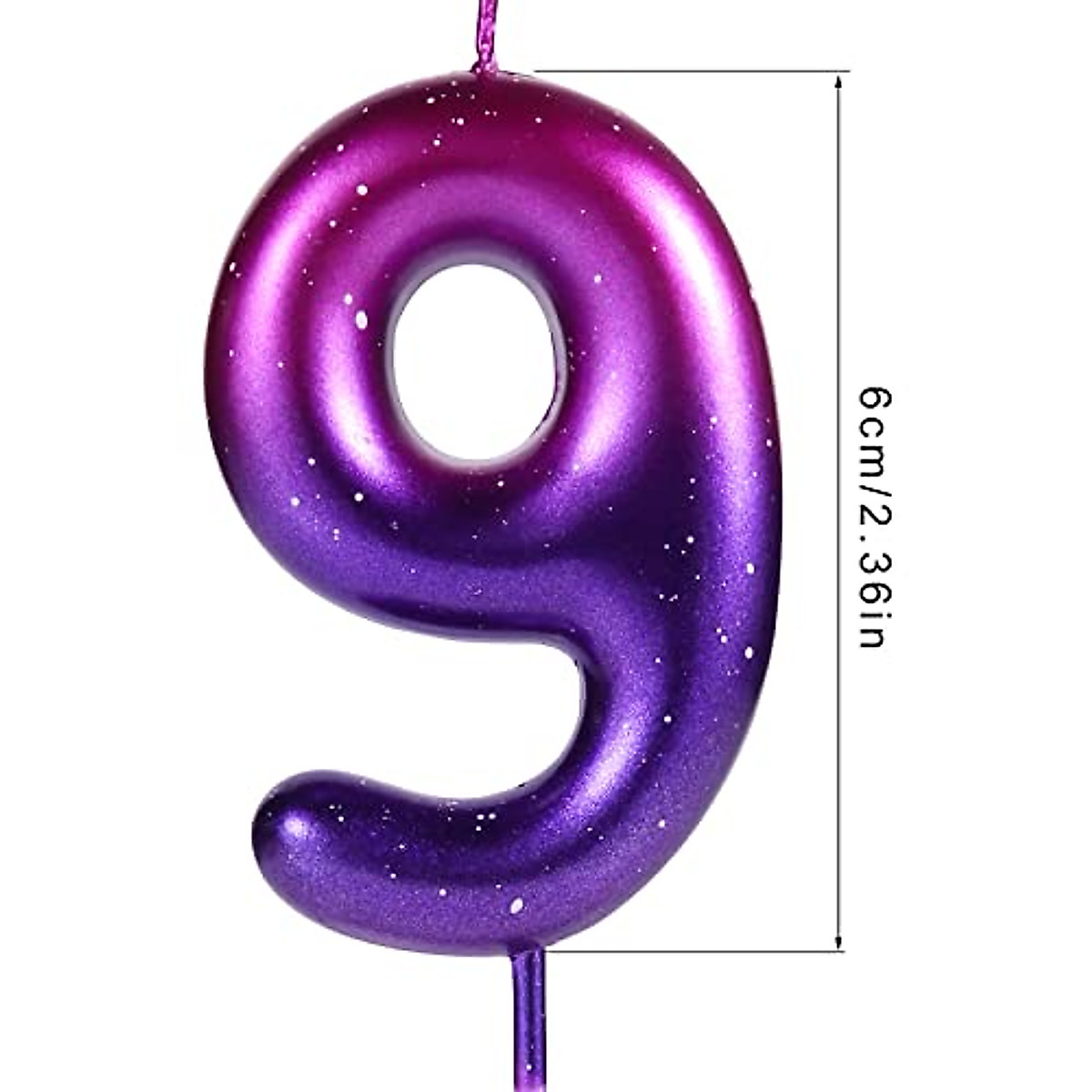 LUTER 2.36 Inches Purple and Blue Number Candle, Numeral Birthday Candles Galaxy Gradient Candles Wax Cake Toppers Decorations for Mermaid Themed Party Birthday Wedding Anniversary (9)