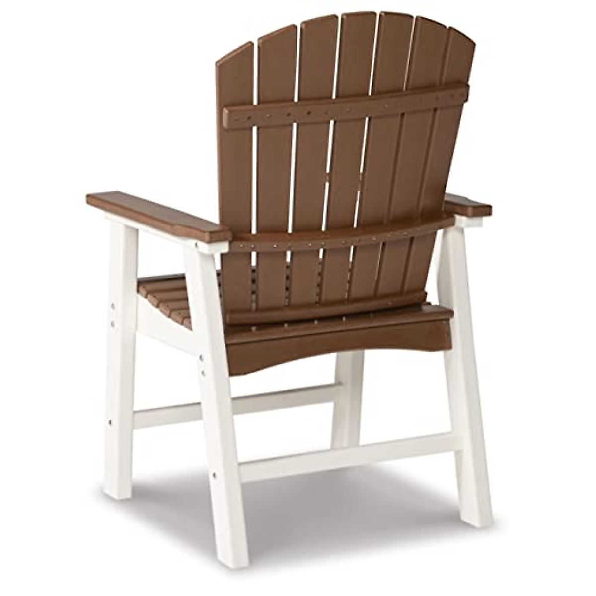 Signature Design by Ashley Genesis Bay Outdoor Dining HDPE Arm Chair, 2 Count, Brown & White