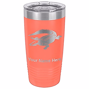 LaserGram 20oz Vacuum Insulated Tumbler Mug, Alligator, Personalized Engraving Included (Coral)