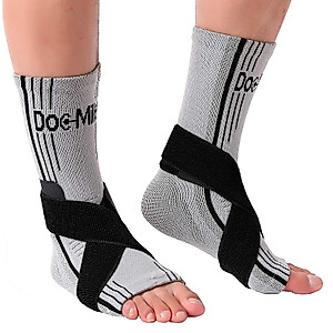Doc Miller Ankle Brace for Women and Men, 1 Pair Small, Ankle Compression Sleeve with Adjustable Elastic Support Straps for Plantar Fasciitis Relief Sprained Foot and Achilles Tendonitis, Gray Black